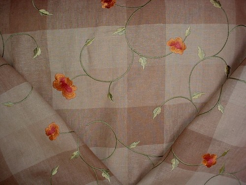 18Y KRAVET 27502 POMEROY SPICE COPPER EMBROIDERED FLORAL LINEN ...