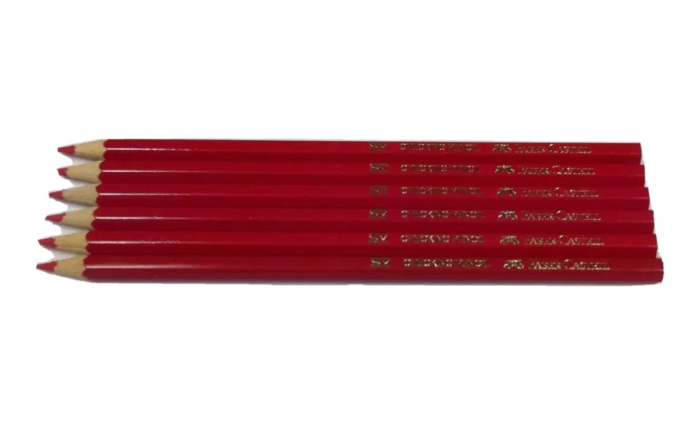 6 Pencil Lot Faber Castell ~ RED CHECK RULING ~ Kids Children’s School ...