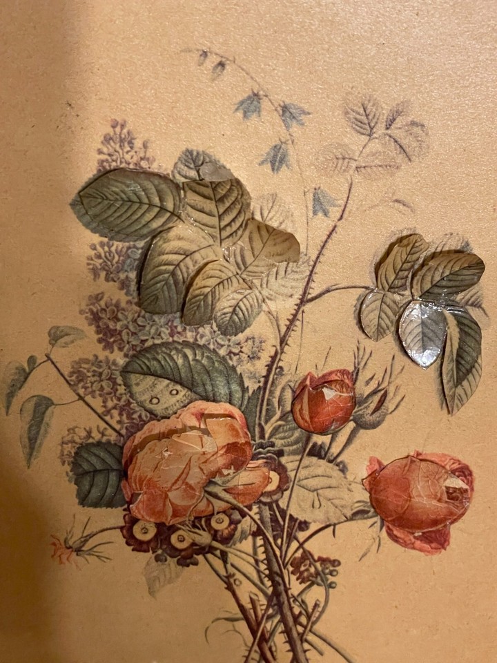 VTG Gold Oval Picture Frame Botanical Fruit Relief Wood and Plaster 15 ...