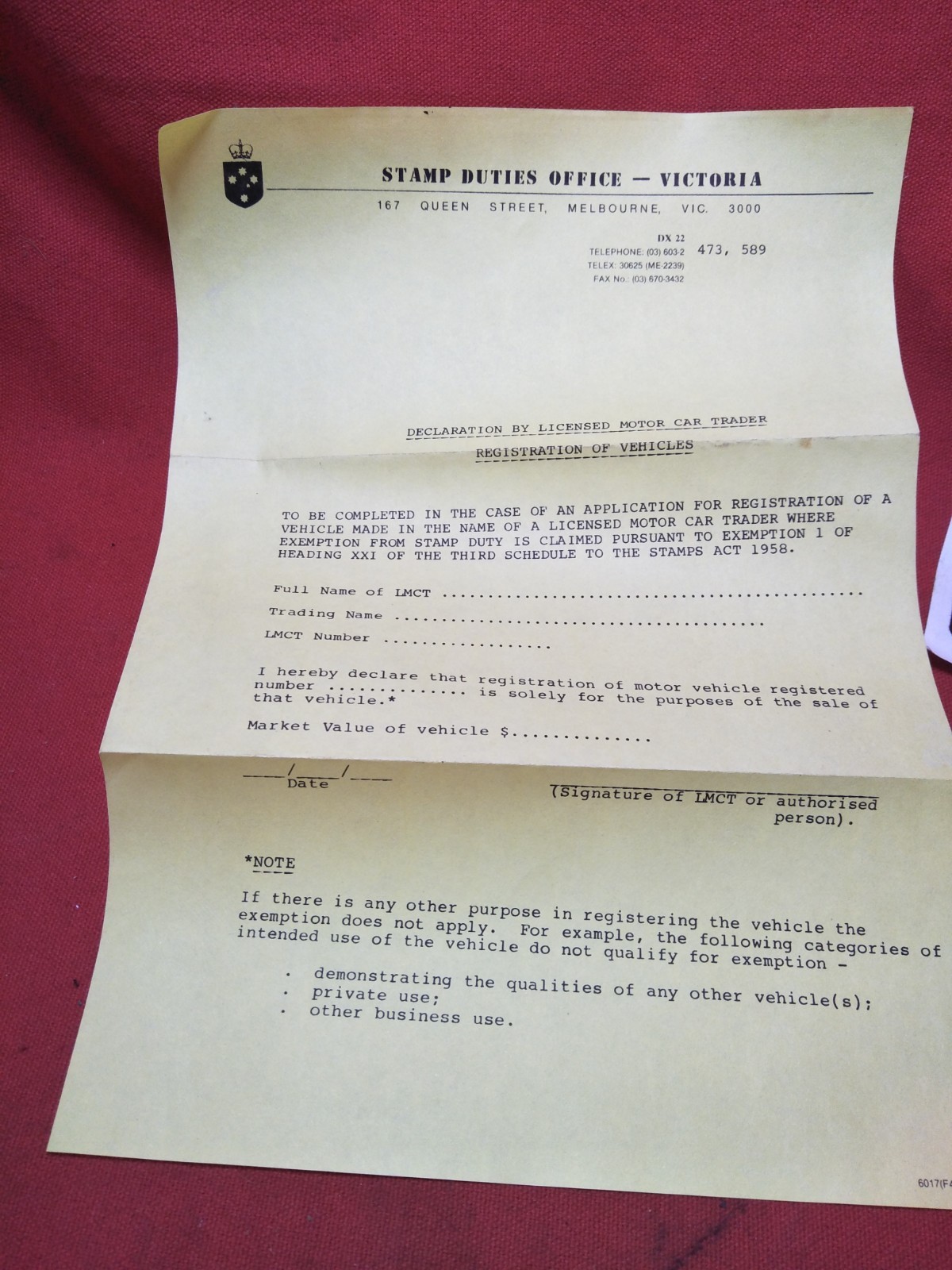 VICROADS REGO REGISTRATION STICKER HOLDEN VL VN HQ FORD XE XY NISSAN ...