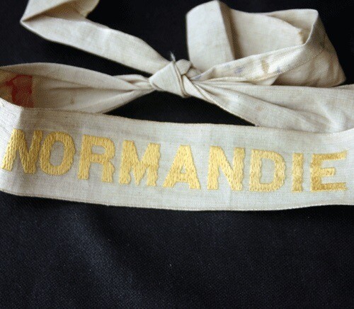 Vintage FRENCH LINE SS "Normandie" Embroidered Hat Band Ribbon | eBay