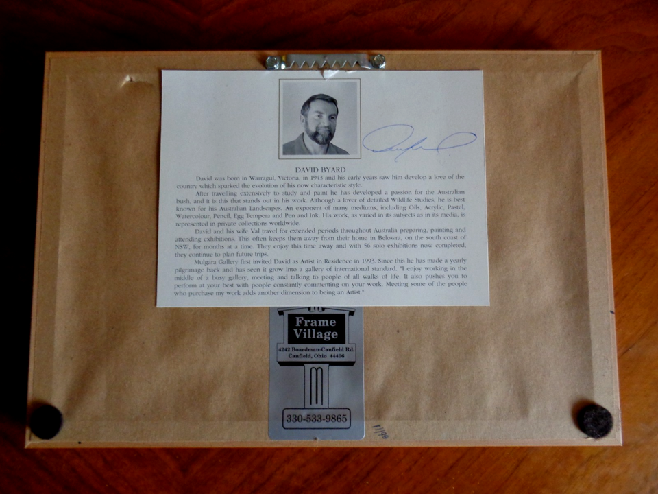 AUSTRALIA BUSH ARTIST DAVID BYARD PRINT AYERS ROCK PROF MAT & WOOD ...