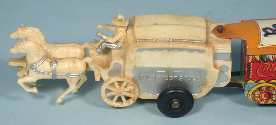 1950s Roy Rogers Stagecoach Wagon Train Marx Tin Wind-up Toy with Box ...