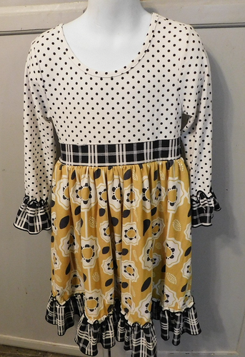 Oopsie Daisy polka dot/floral/plaid 3/4 sleeved fit and flare dress ...