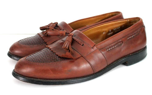 Allen Edmonds Cody Loafers Mens 11 D Brown Leather Tassel Kiltie Woven ...