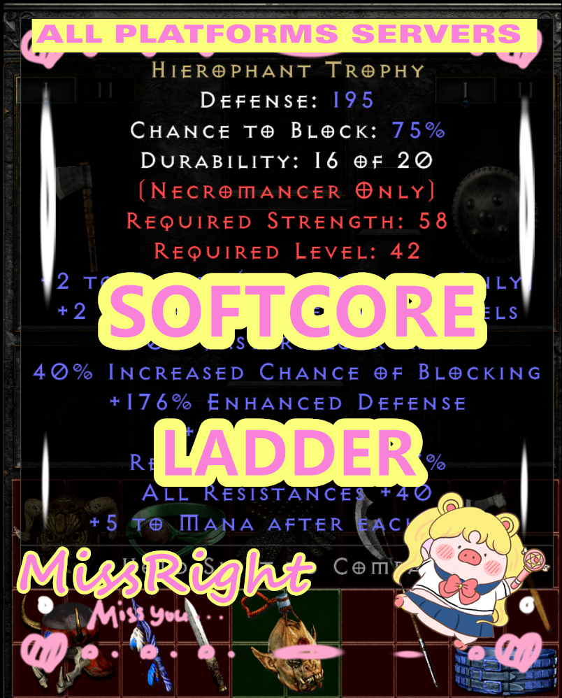 Homunculus NEC Unique Shield🌺Diablo 2 D2R Softcore LADDER🌺PC-SWITCH-PS ...