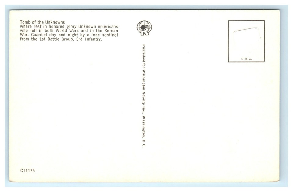 POSTCARD Tomb of the Unknowns Both World Wars, Korean Sentinel 1st ...