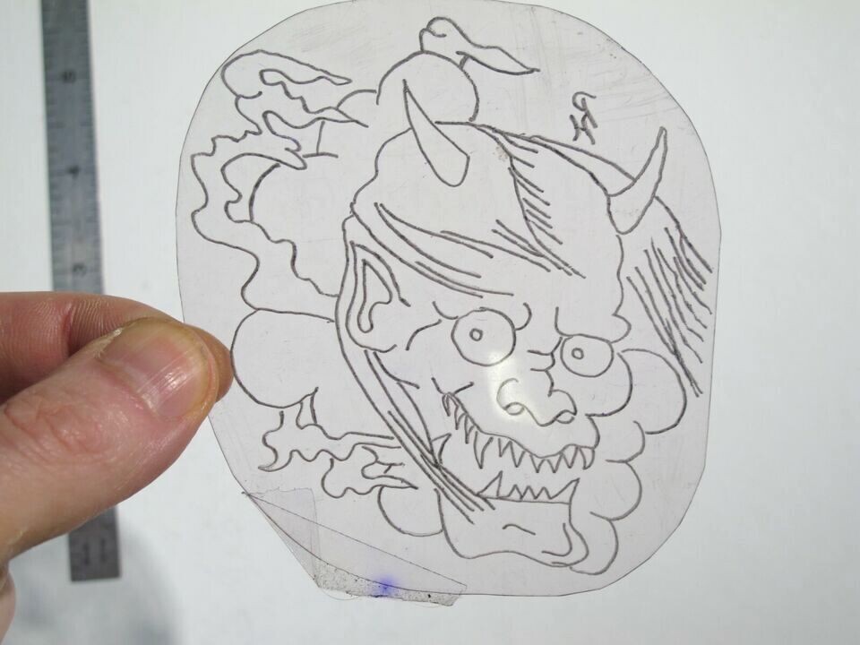 Japanese Demon Tattoo Outline