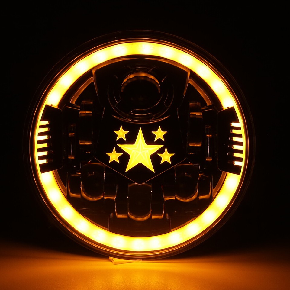 Pair 7" Inch Round LED Headlights DRL Angle Eyes For Chevy C10 C20 Nova ...