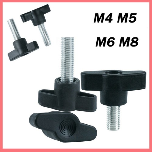 M4 M5 M6 M8 Thumb Screws With Tee Wing Knob Head Black Plastic Grip ...