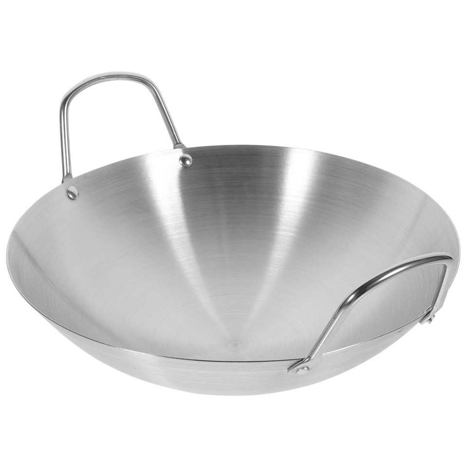 Stainless Steel Wok Round Bottom Wok Large Fry Pan Large Capacity Pan ...