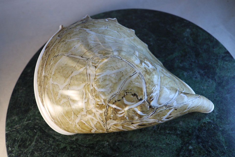 Krosno Jozefina Art Glass Conch Sea Shell Plate 7.5" x 6" Hand Made ...
