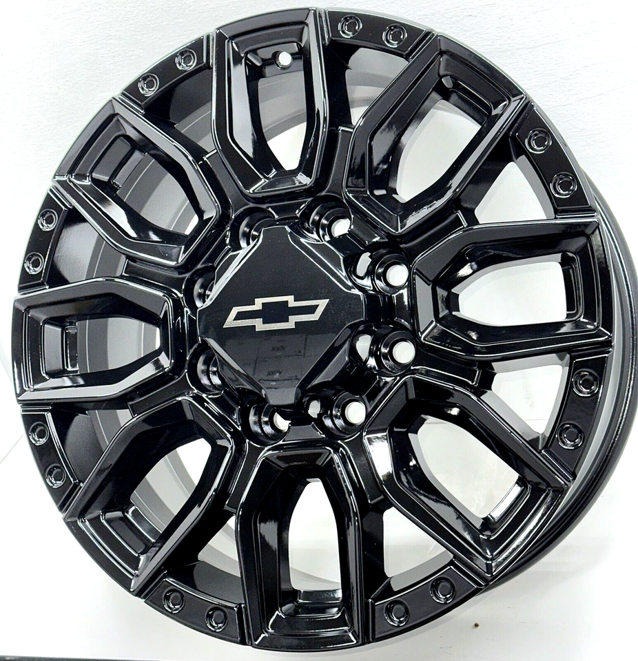 20" gloss black 2024 OE replica SQ9 wheels fits Chevy Silverado 2500 ...