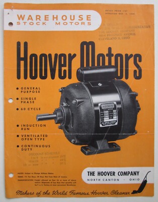 Hoover Motors Illustrated Advertising Brochure The Hoover Co. North ...