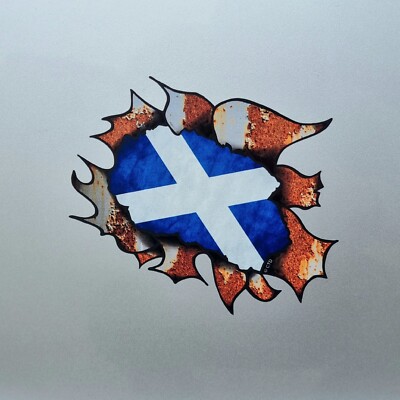 Scotland Scottish Flag Rusted Effect Ripped Metal Vinyl Sticker For Car ...