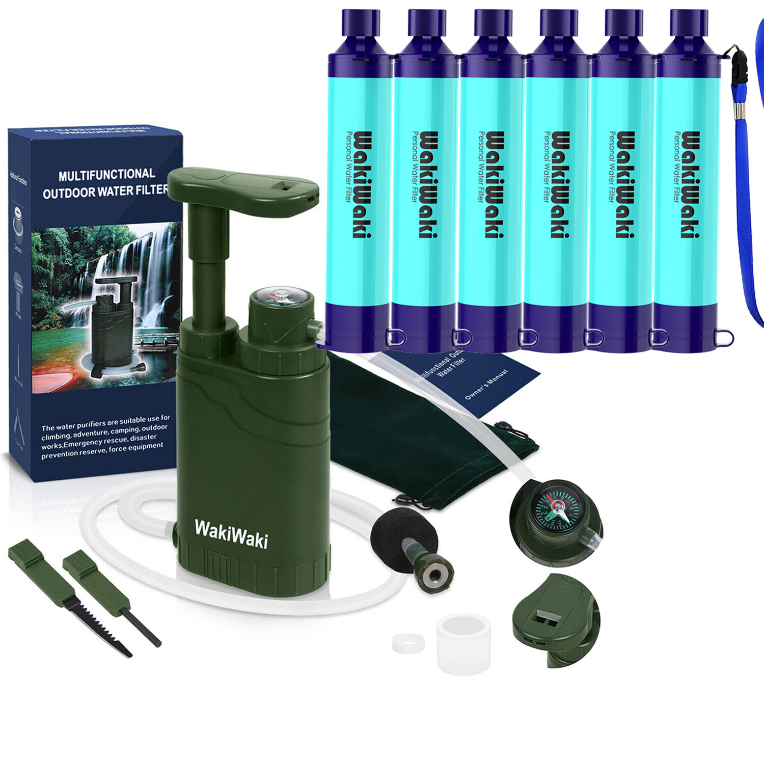 Water Filter Hand Pump Backpacking|4-Stage Water Filter Straw Outdoor ...