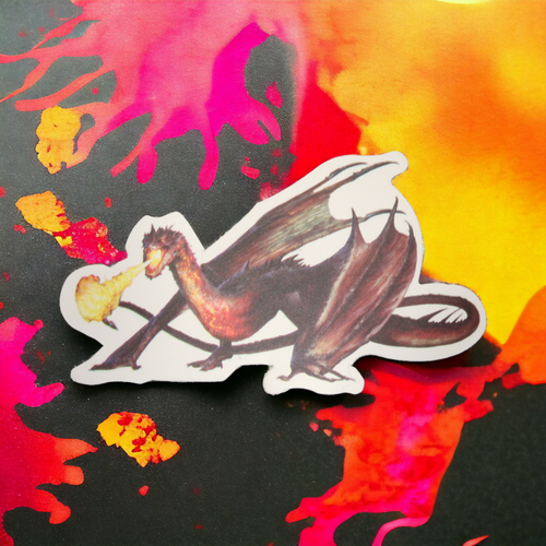 Red Fantasy Mythical Magical Dragon Wyvern Creature Fire Sticker | eBay