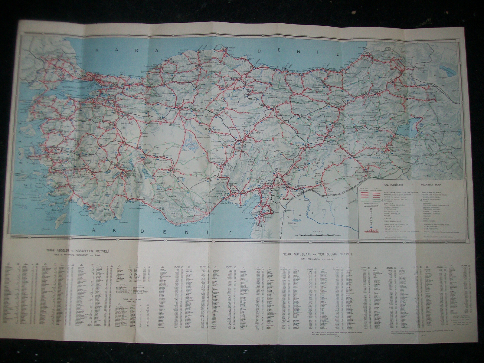 1951 Turkey Highway map General Directorate Of Highways | eBay
