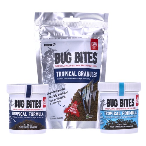 Fluval Bug Bites - Tropical 45g 125g Natural Insect Fish Food Aquarium ...