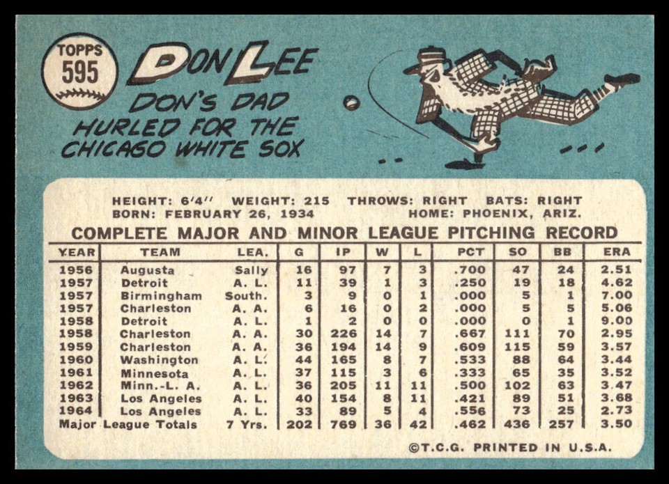1965 Topps #595 Don Lee Los Angeles Angels NR-MINT | eBay