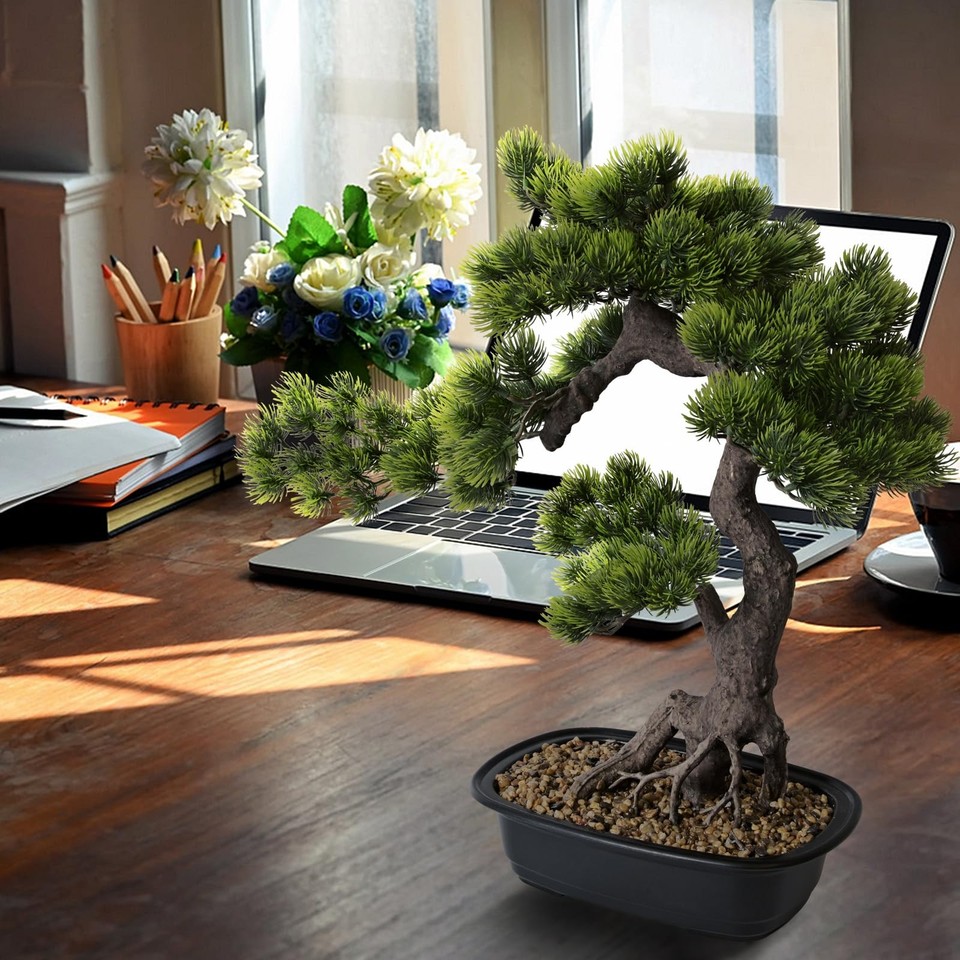 Artificial Bonsai Plant, Large Faux Juniper Plants 20 inch, Faux Potted ...