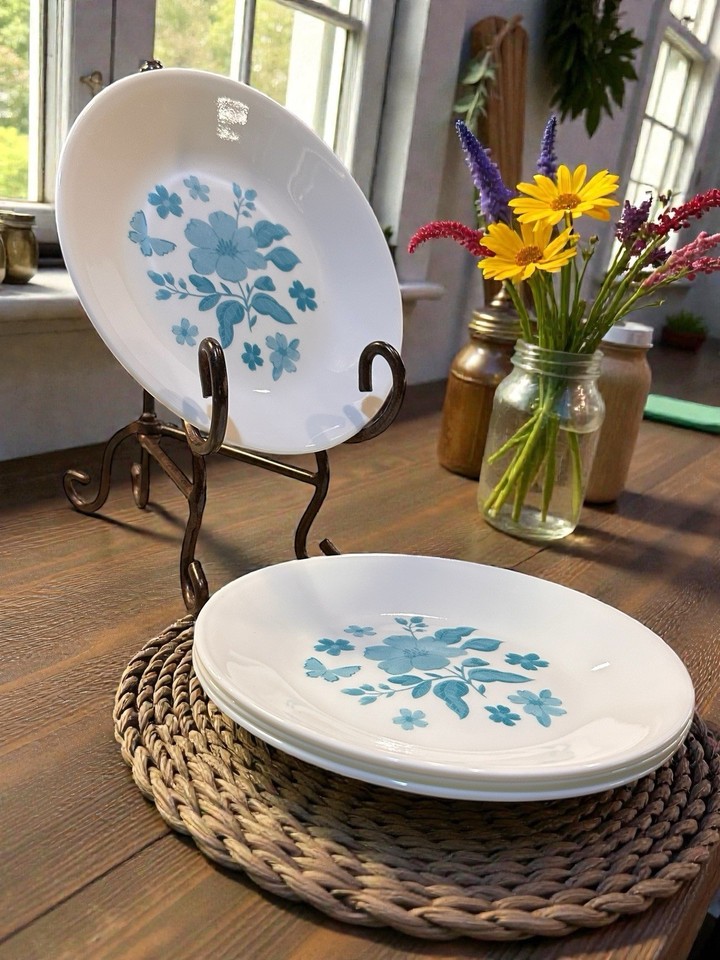 Retired Corell Pioneer Woman Salad Plate Evie Teal Flower Floral 6.75 ...