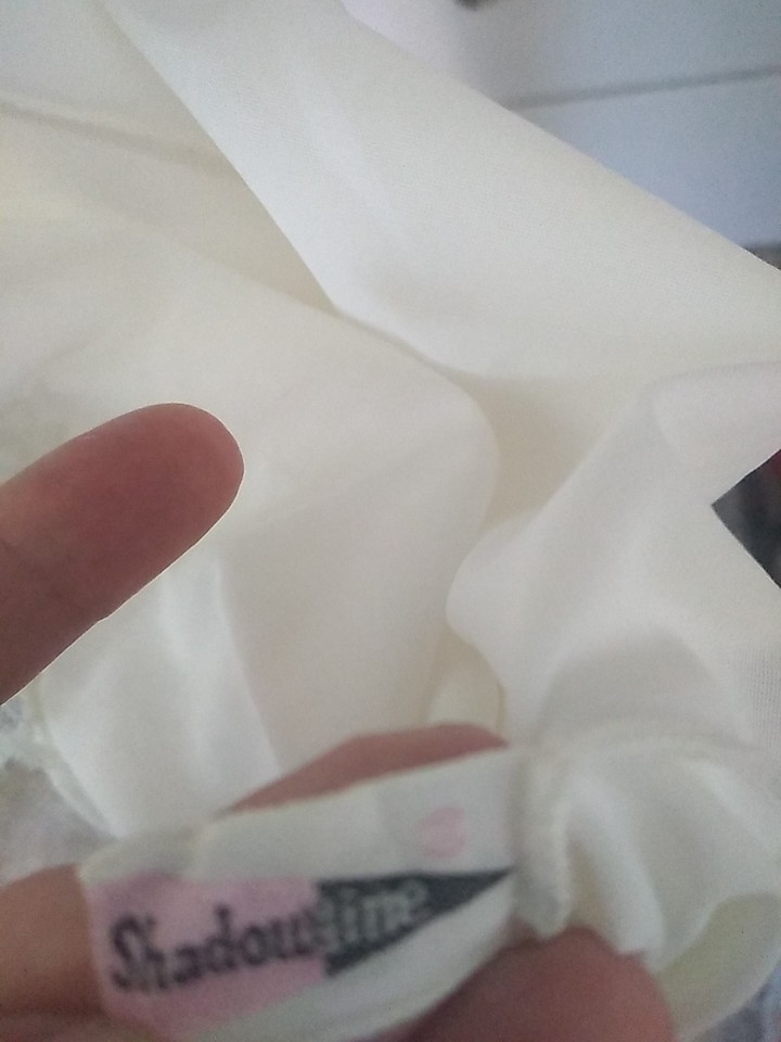 Vintage SHADOWLINE White Slip Dress Tea Style Midi Lace Chiffon? Boho Vibes | eBay