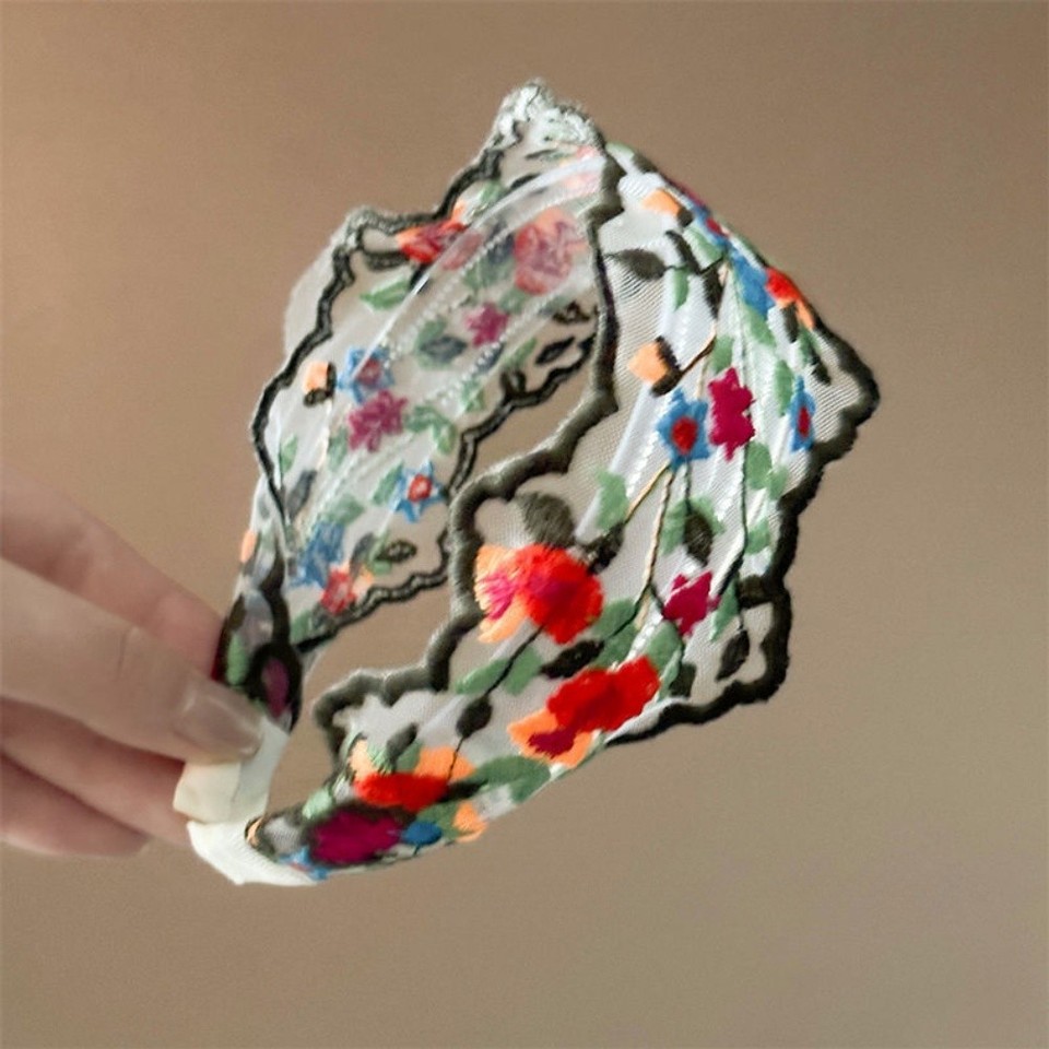 Lightweight Vintage Floral Lace Headband Wide Band Hair Accessory for ...