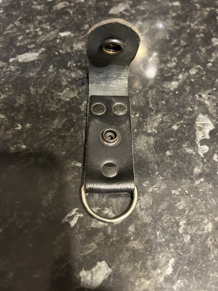 Leather Duty Belt Loop with RIng Black Security Hiking Dog Walking ...