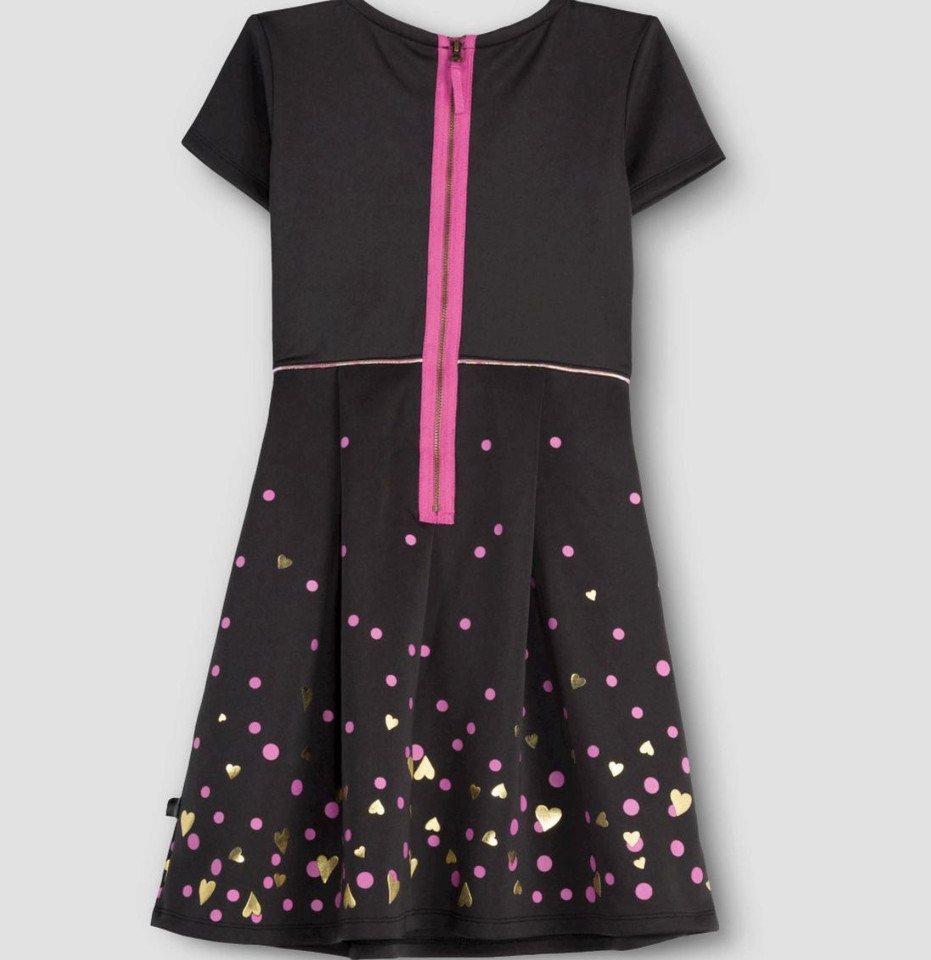 Shopkins Roxy Ring Girl's Dress Black Gold Hearts Dots Pink Accents NWT ...