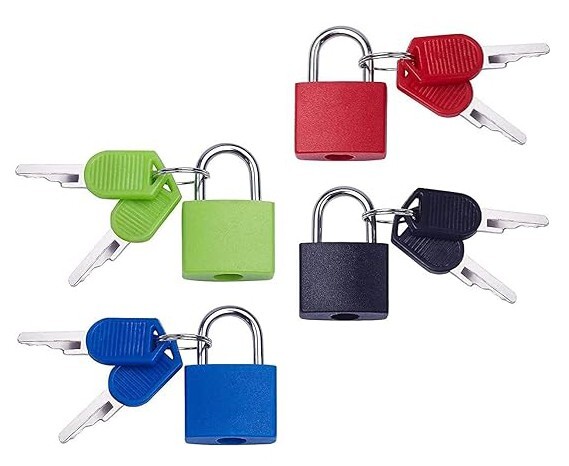 4x Heavy Duty Padlocks Small Coloured Brass Travel Luggage Bag Suitcase ...