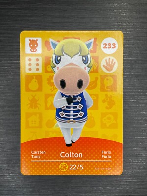 Carte Amiibo Animal Crossing Colton 233 Tony Furio Carsten Série 3 S3 ...