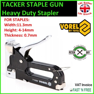 TACKER STAPLE GUN Heavy Duty 4-14mm Upholstery Trigger Stapler 11.3/0 ...