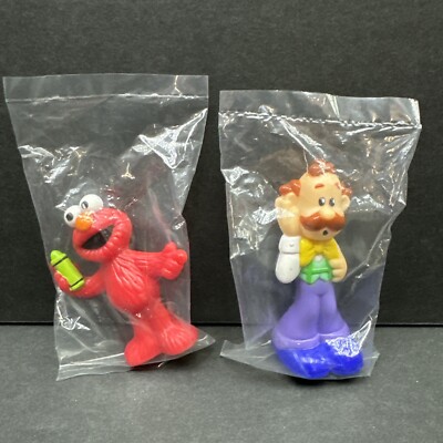 RARE Vintage Elmo & Mr Noodle Elmo's World 3" PVC Figure Sesame Street ...