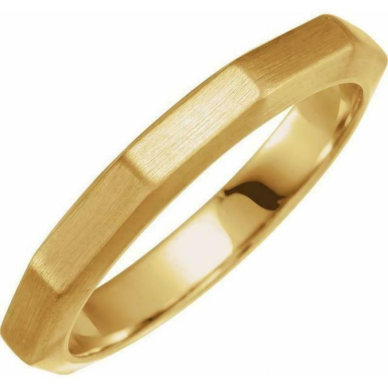 14k Yellow Gold 3MM Geometric Decagon Ring Wedding Band - Size 5.5 | eBay