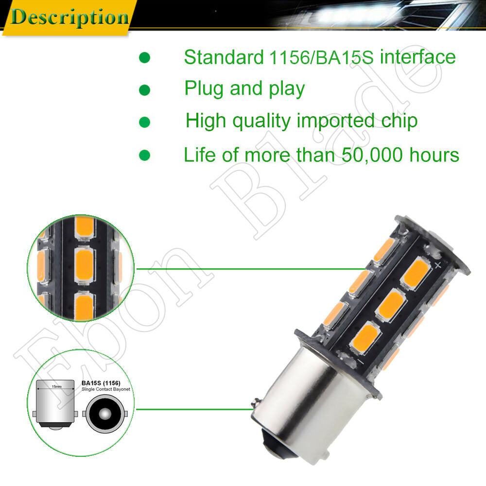 2 x 1156 BA15S LED Bulb 5630 18SMD Amber Orange P21W Indicator Turn ...