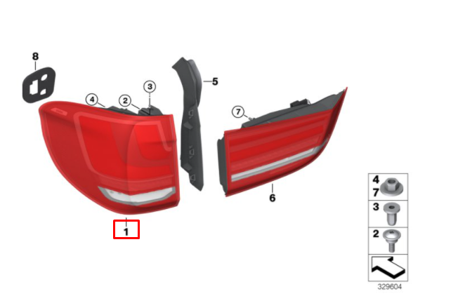 BMW X5 F15 F85 M Rear Right Outer Taillight 7470886 63217470886 NEW ...