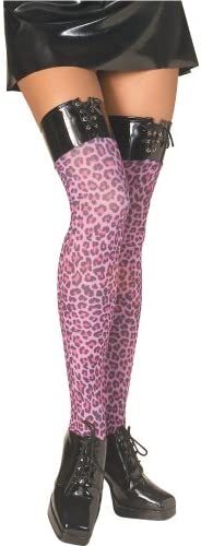 Women’s Pink Leopard Thin Leopard Print Thigh high With Lace Up Vinyl ...