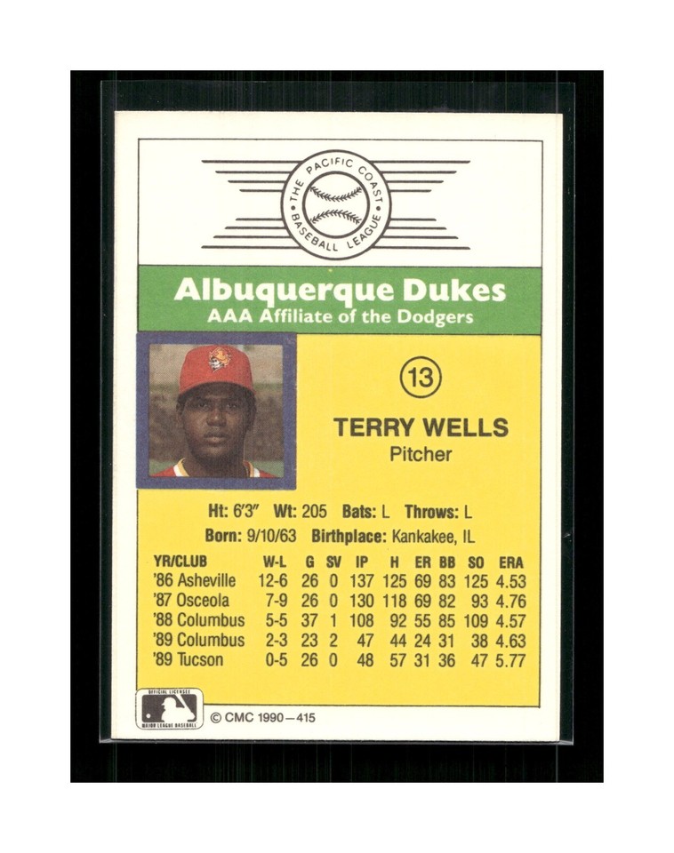 1990 Albuquerque Dukes CMC #13 Terry Wells | eBay