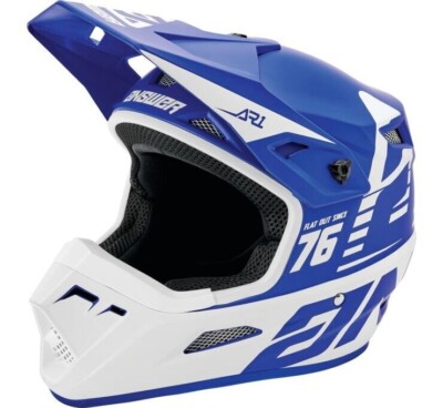 Answer Racing AR1 Bold Matte Blue/White MX Off Road Motocross Helmet XL ...