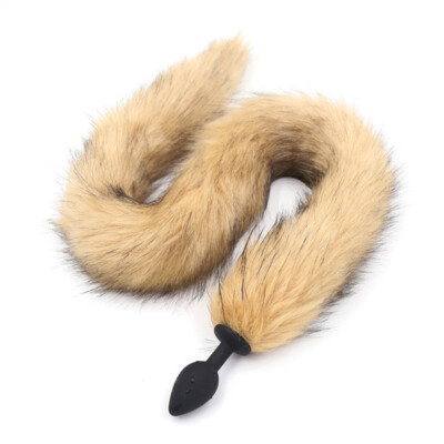 Rosered Fake Fox Tail With Stainless Steel Plug Romance Game Toy ...