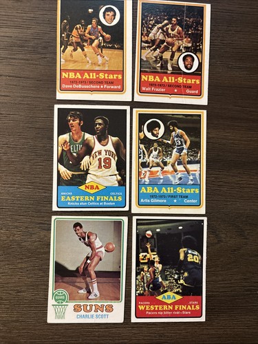 (6) 1973-74 Topps HOF Lot -- w/ Frazier Gilmore Reed DeBusschere ...