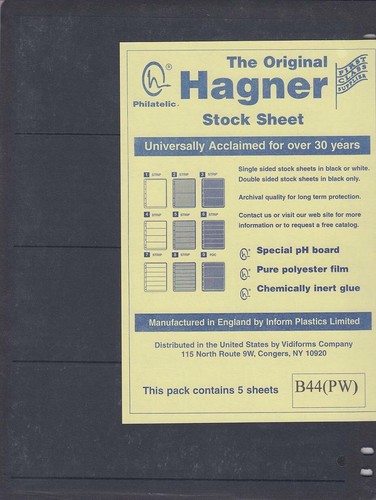 Stamp Stock Sheets Pages Double Sided 4 Row 5 Pack Black Hagner High ...