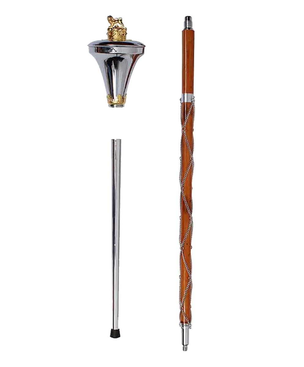 Drum Major Mace Stave & Stick Chrome Flat Head Gold Lion And Crown ...