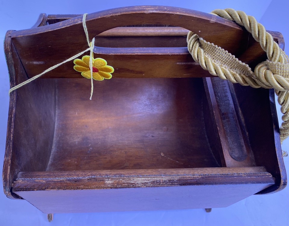 Wood Sewing Knitting Box Notions Keepsake Kit Pincushion | eBay