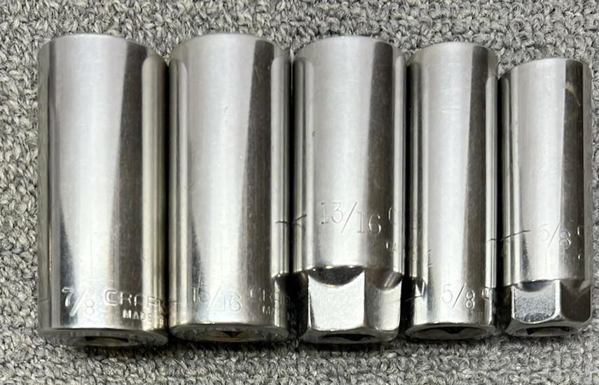 Vintage Craftsman USA Deep Socket 6 PT 3/8 Drive Lot Five Sockets Made ...