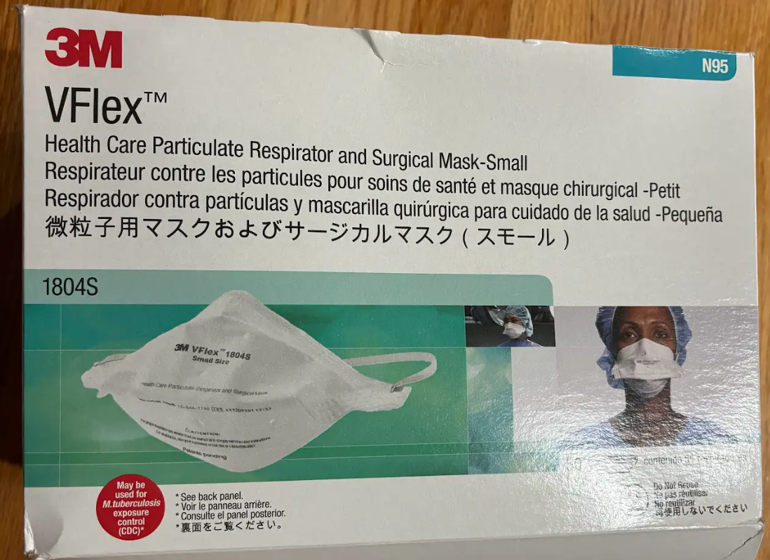 3M VFlex 1804S Particulate Respirator NIOSH N95 Surgical Masks, Box of ...