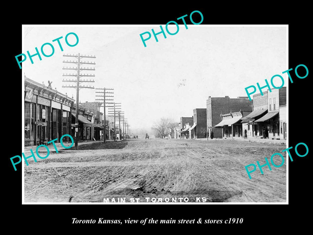 OLD 8x6 HISTORIC PHOTO OF TORONTO KANSAS THE MAIN STREET & STORES c1910 ...