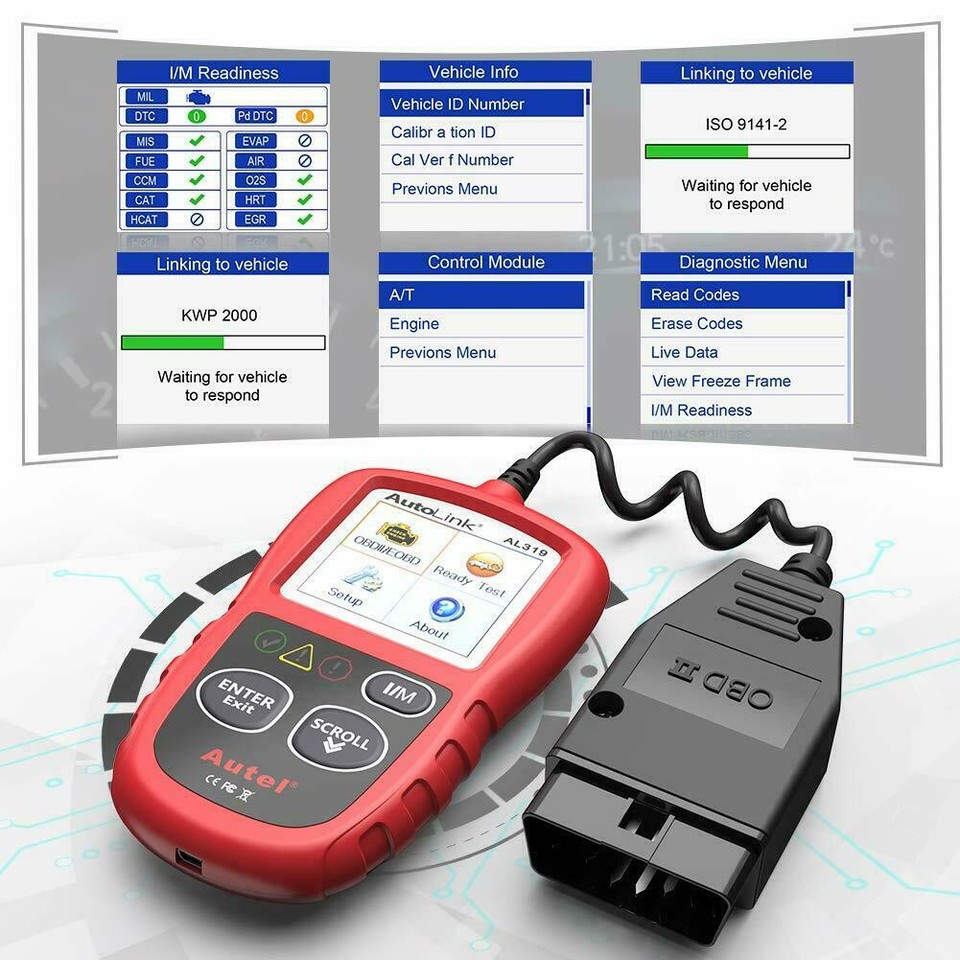 Autel AL319 OBD2 OBDII Auto Car Code Reader Diagnostic Scanner Tool ...