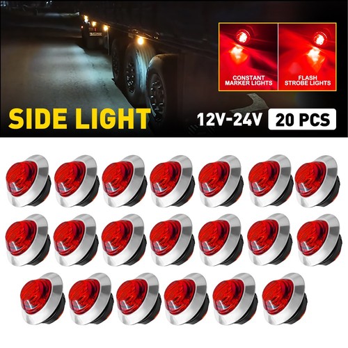 20X Red 3/4"Round LED Bullet Clearance Side Marker Lights For Truck ...